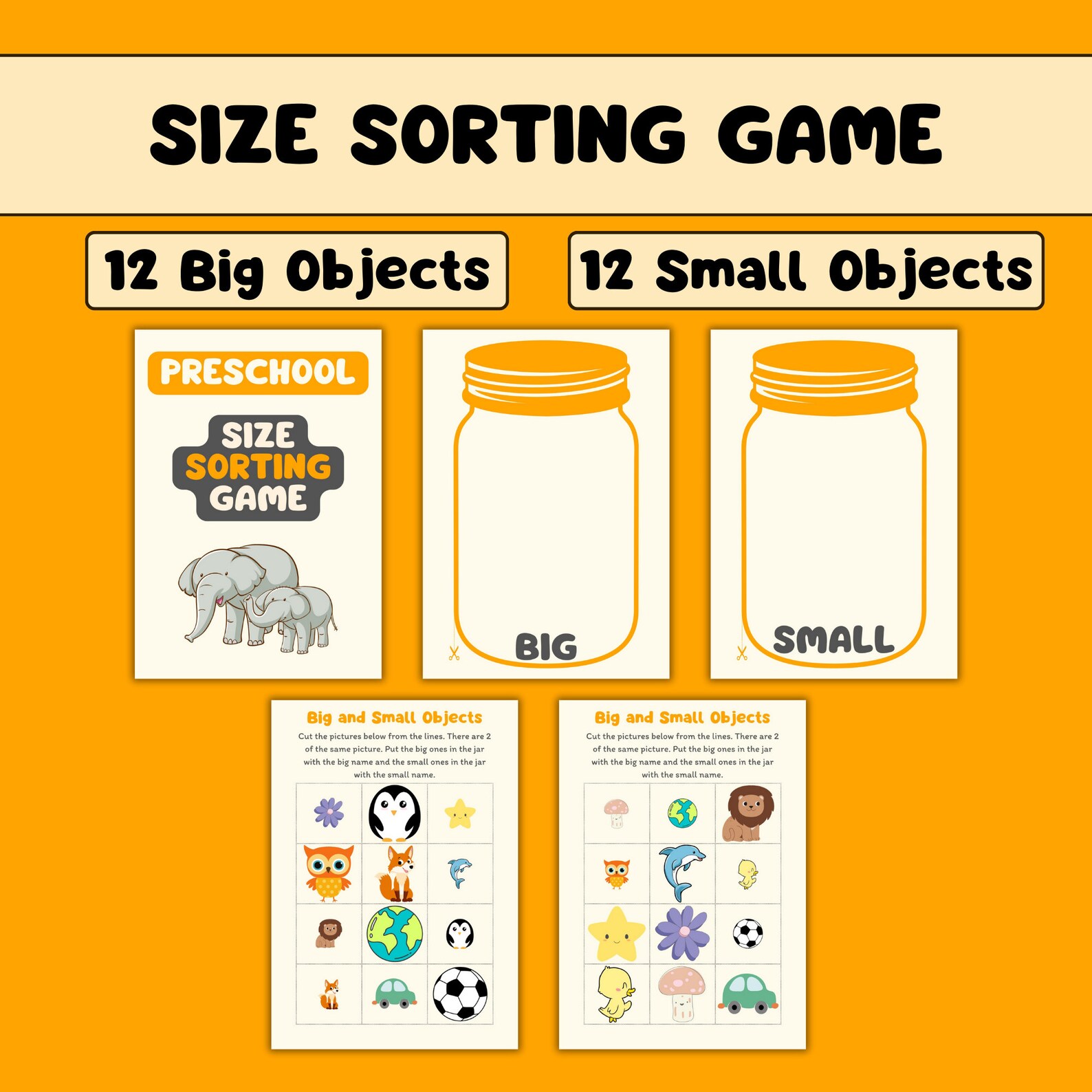 Printable Size Sort Activity Toddlers and Preschoolers | Sort Big ...