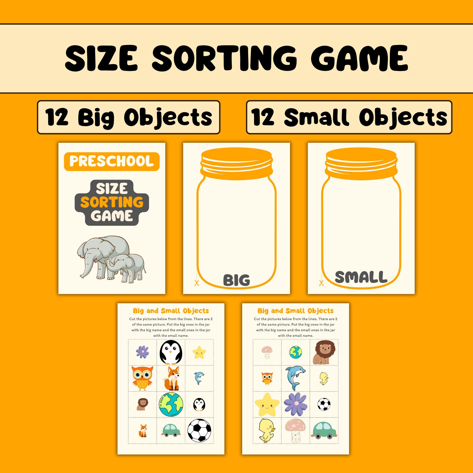 Printable Size Sort Activity Toddlers and Preschoolers | Sort Big ...