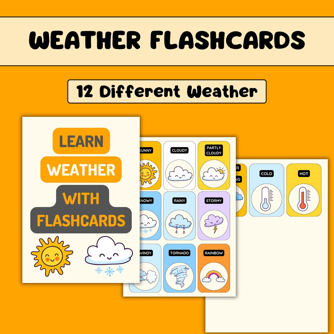 Weather Cards, Montessori Flashcards, Preschool Learning Materials ...