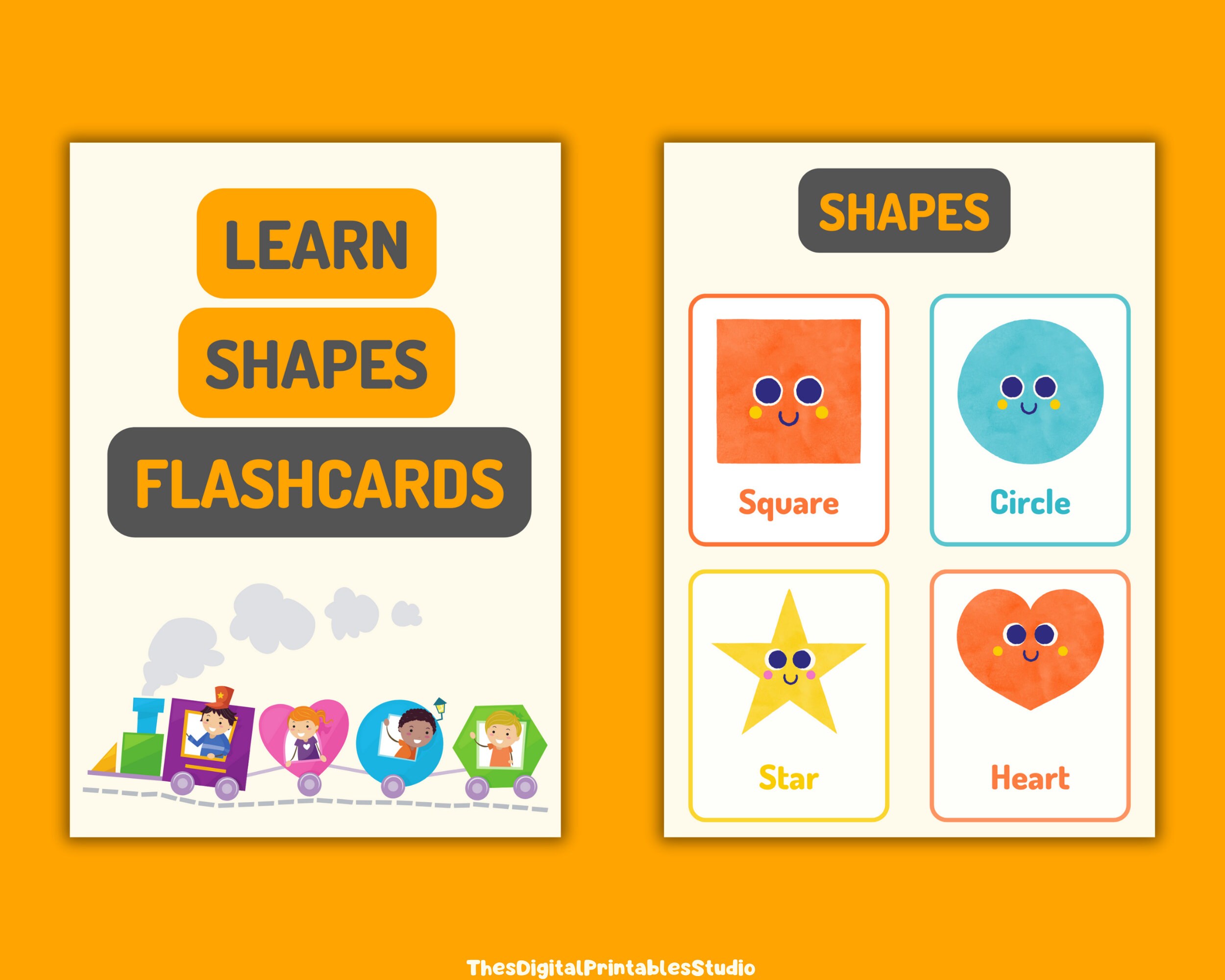 Shapes Flashcards Colorful Shapes Preschool Materials Homeschool ...