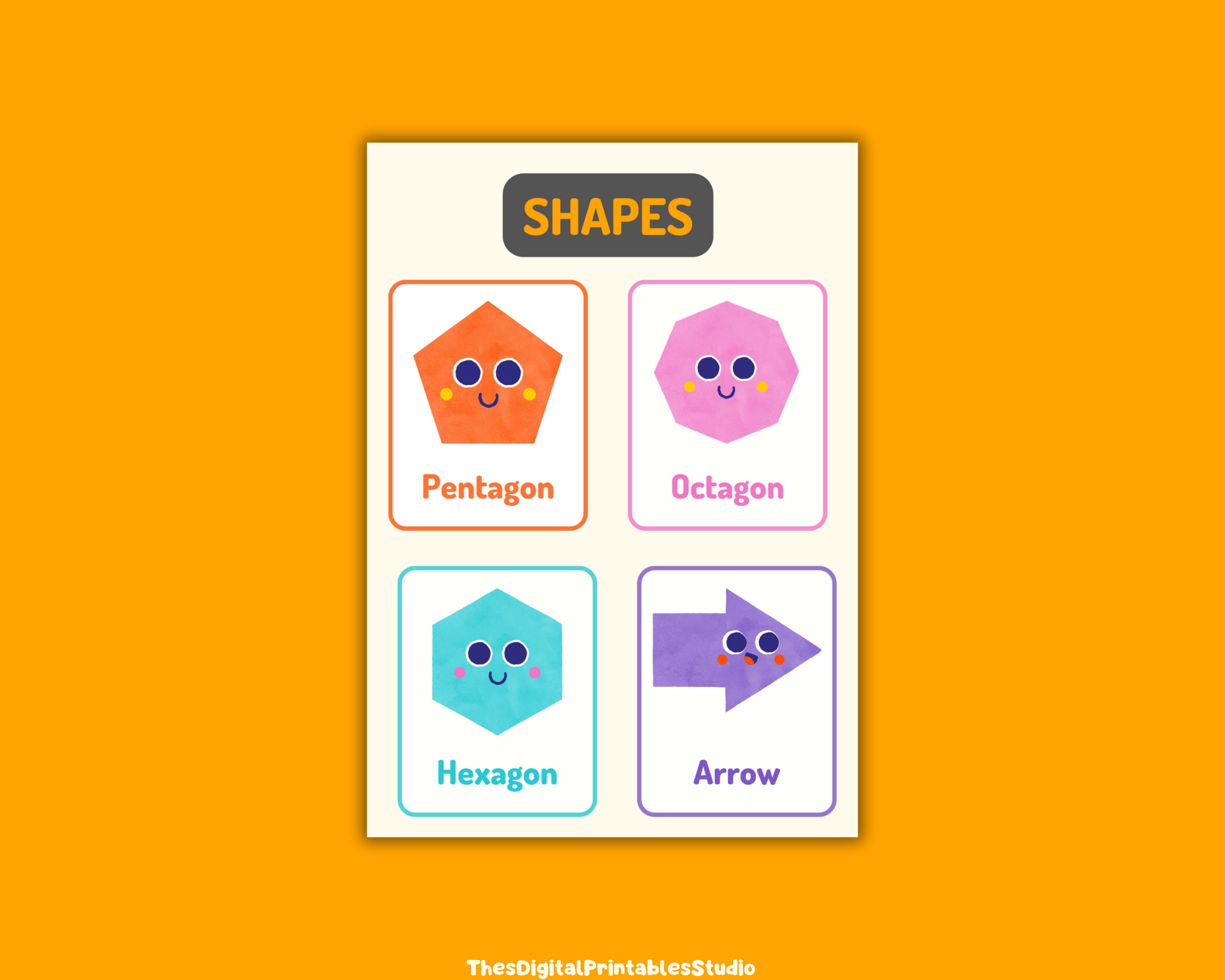 Shapes Flashcards Colorful Shapes Preschool Materials Homeschool ...
