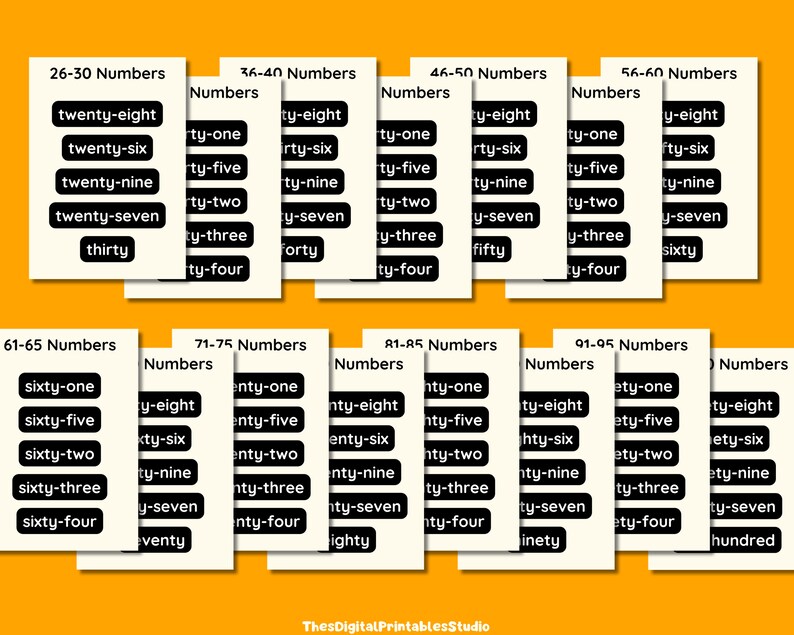 Number Flashcards Numbers 1-20-100 Learn Count Homeschool Printable ...