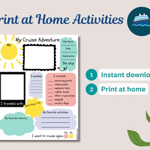Kids Cruise Activity | Printable Worksheet "my Cruise Adventure ...