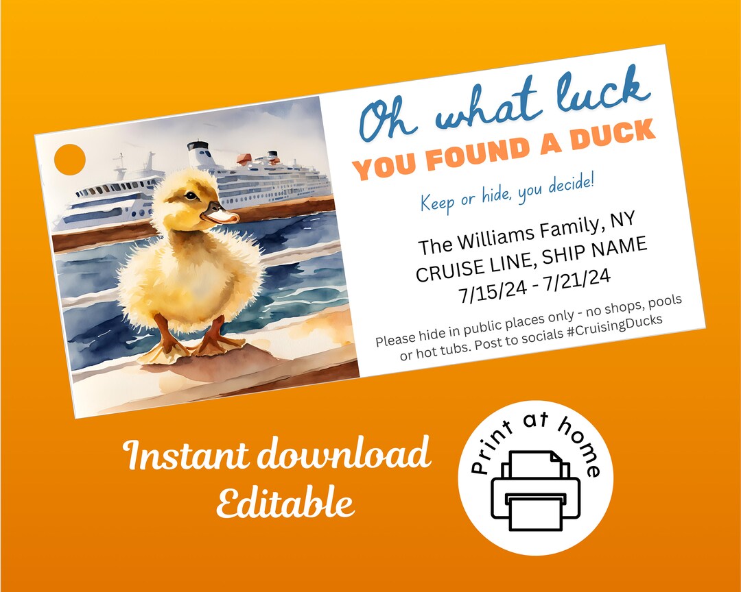 Printable Cruising Duck Tags Editable PDF Labels Kids Cruise Activity ...