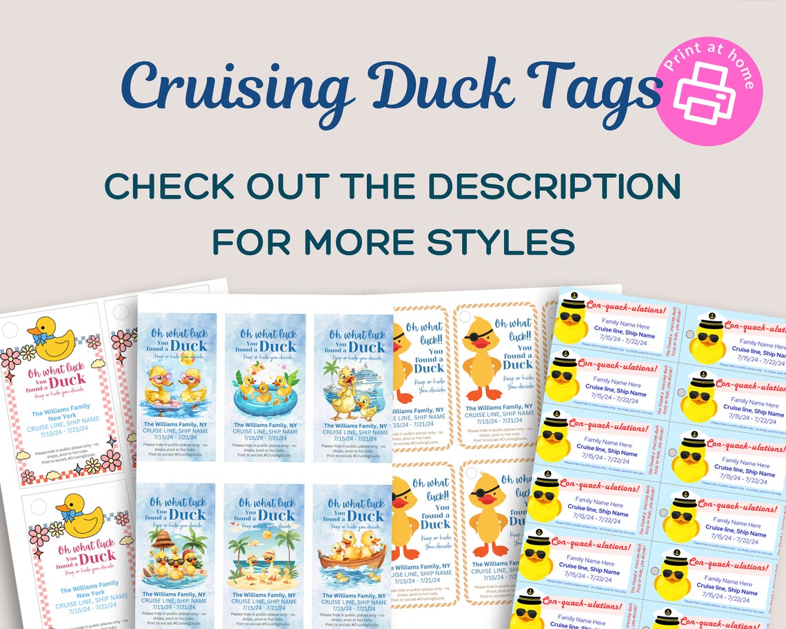 Personalized Printables Cruising Duck Tags: Carnival Cruise Lines ...