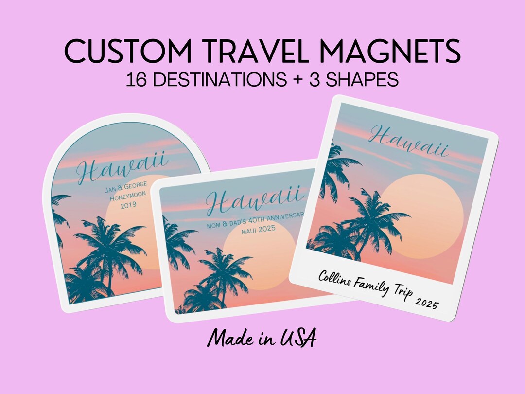 Hawaii Postcard Magnet, Custom Vacation Magnet, Anniversary Gift ...