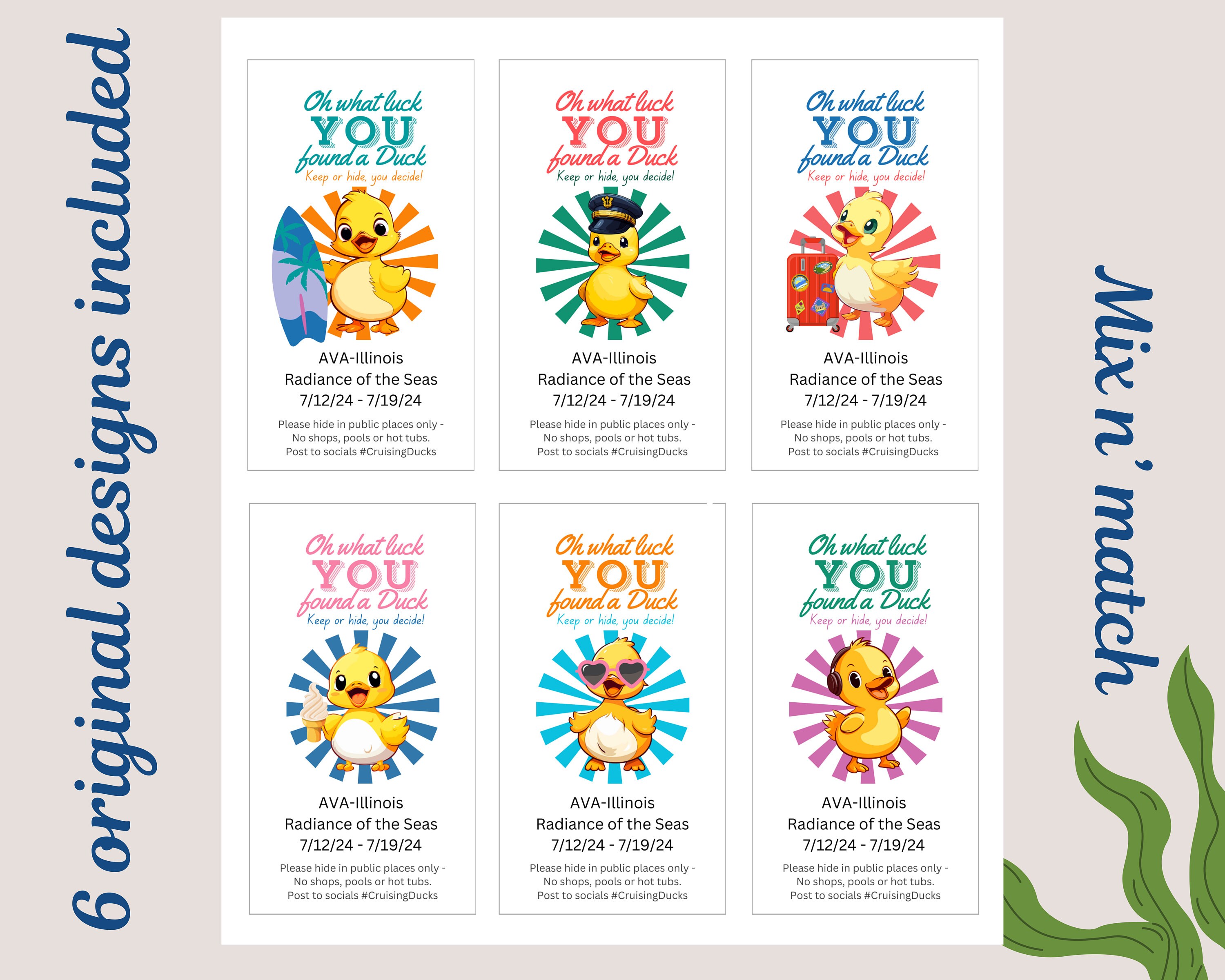 Printable Duck Tags PDF Editable Custom Cruising Rubber Ducks Tags ...