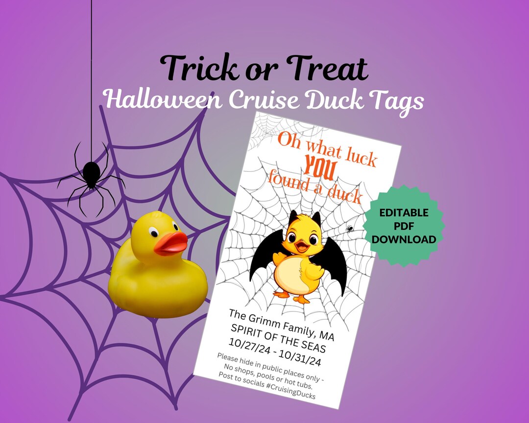 Trick or Treat Cruising Duck Tags, Halloween Cruise Tags, Editable ...