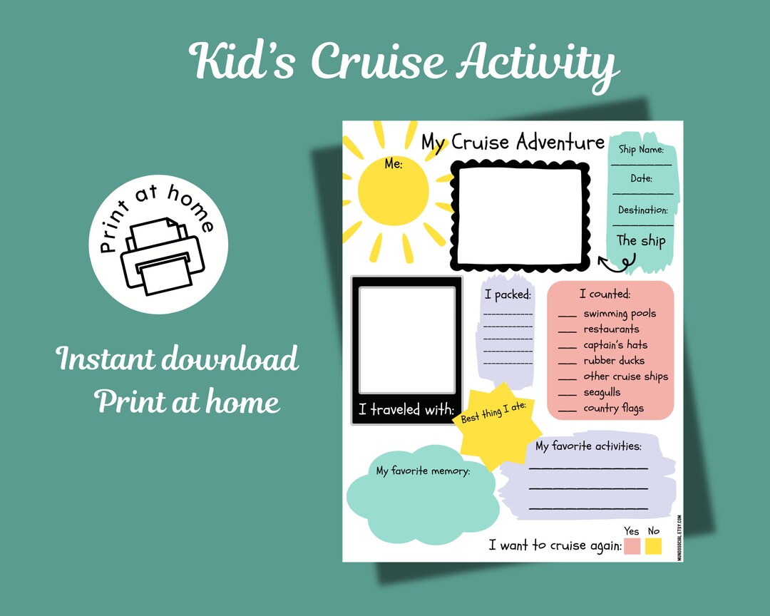 Kids Cruise Activity Printable Worksheet my Cruise Adventure Summer ...