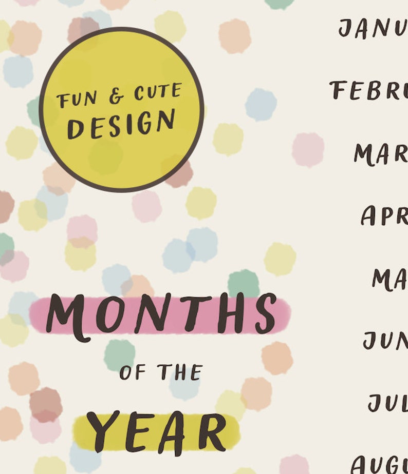Months of the Year Poster, Print, Preschool Wall Decor, Classroom ...
