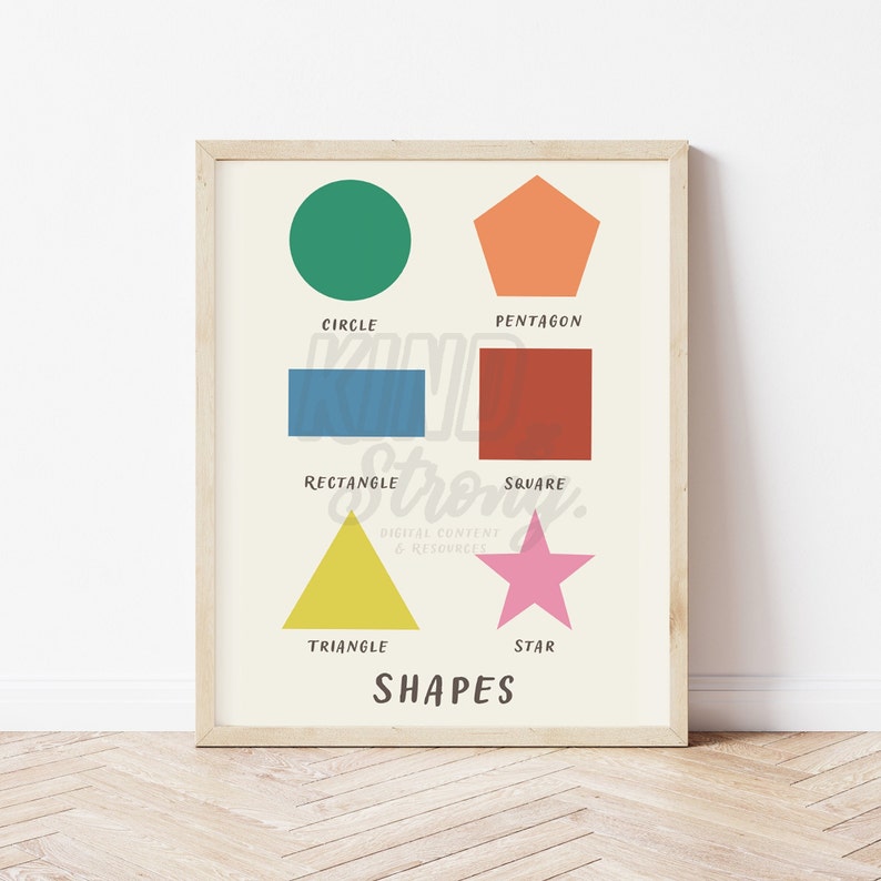 Shapes Educational Poster, Print, Preschool Wall Decor, Classroom ...