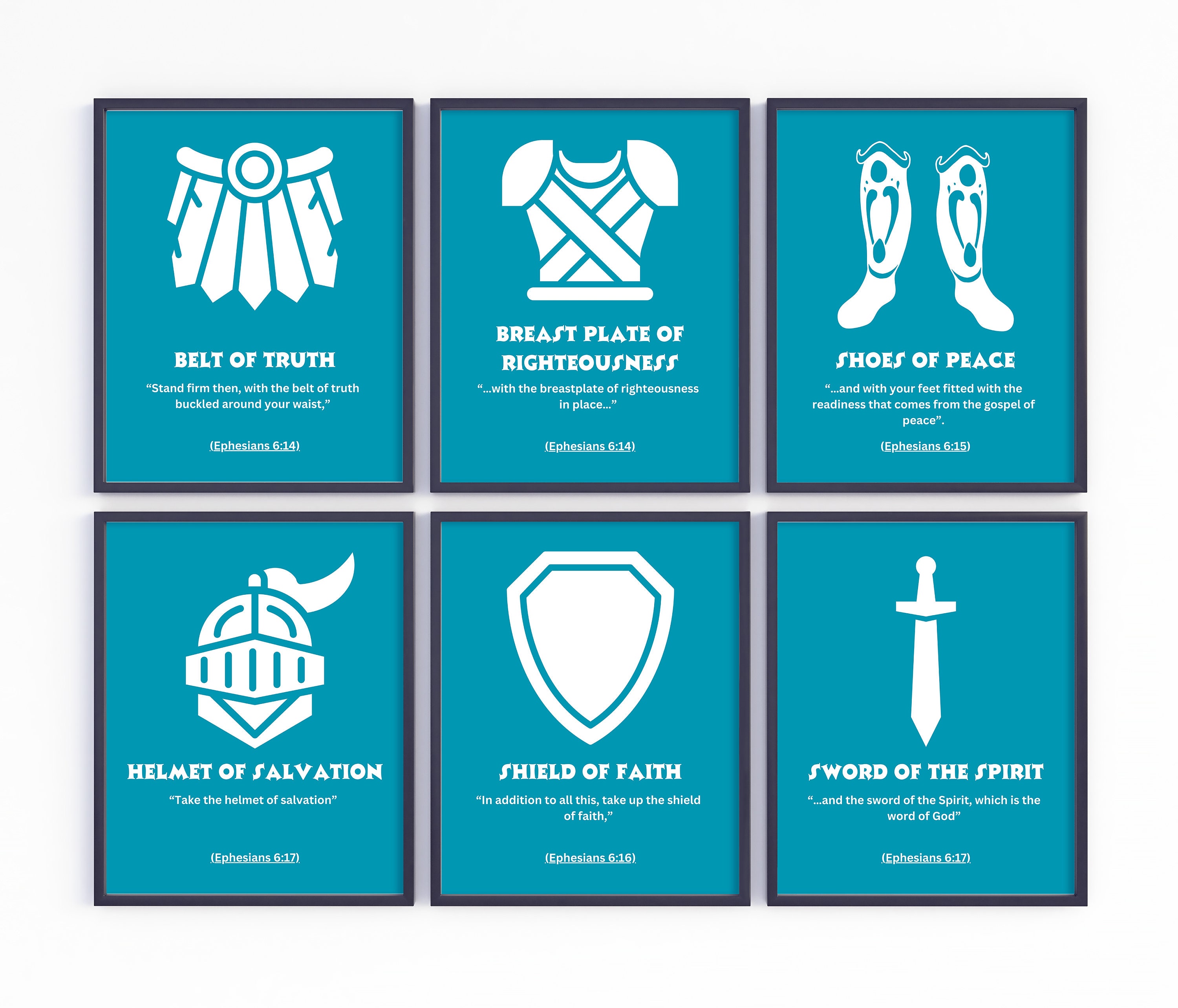 Full Armor of God Set 6 DIGITAL Downloads Bible Verse Print Scripture ...