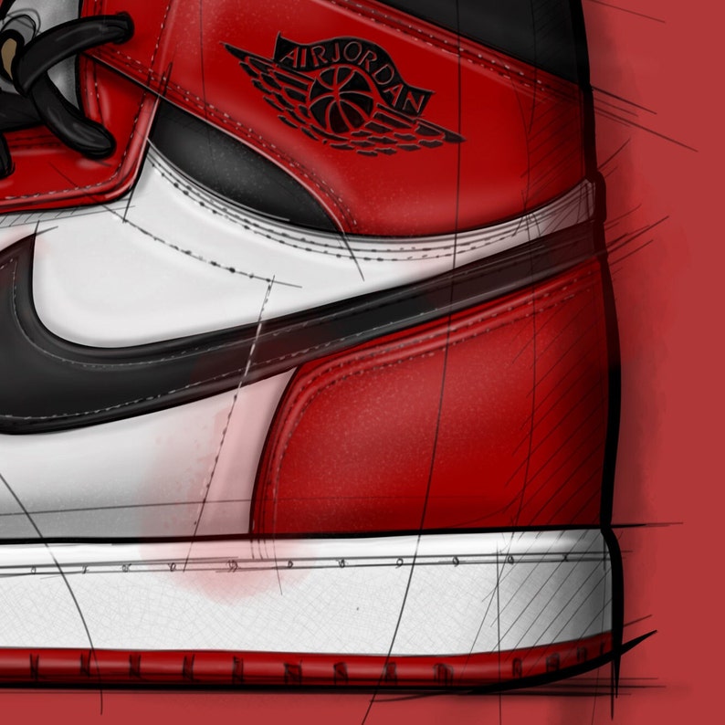 Poster Print 25x25cm (10x10")/ AIR JORDAN 1 (chicago) - Etsy