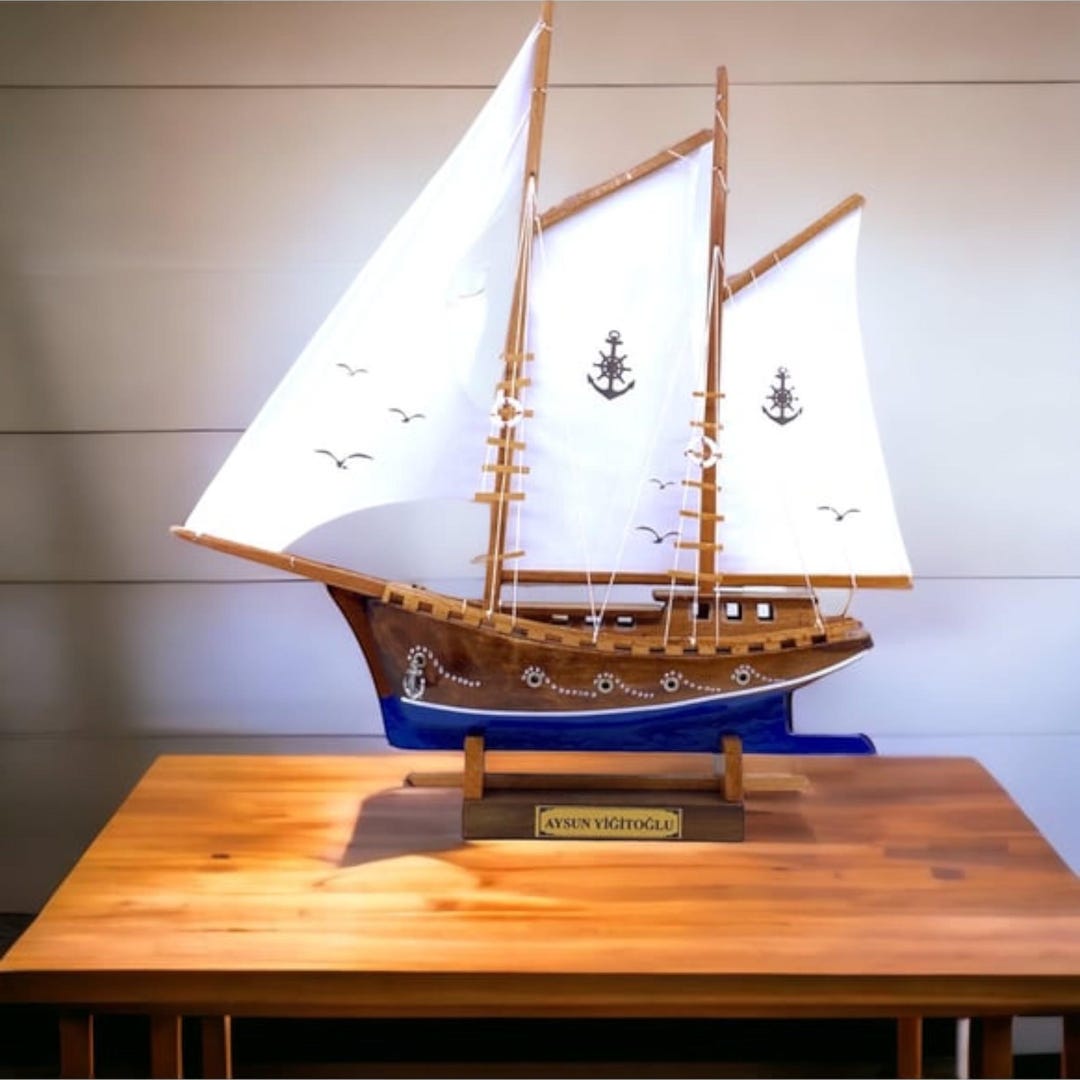 Personalized Large Wooden Model Ship Marin White Theme Handmade - Etsy