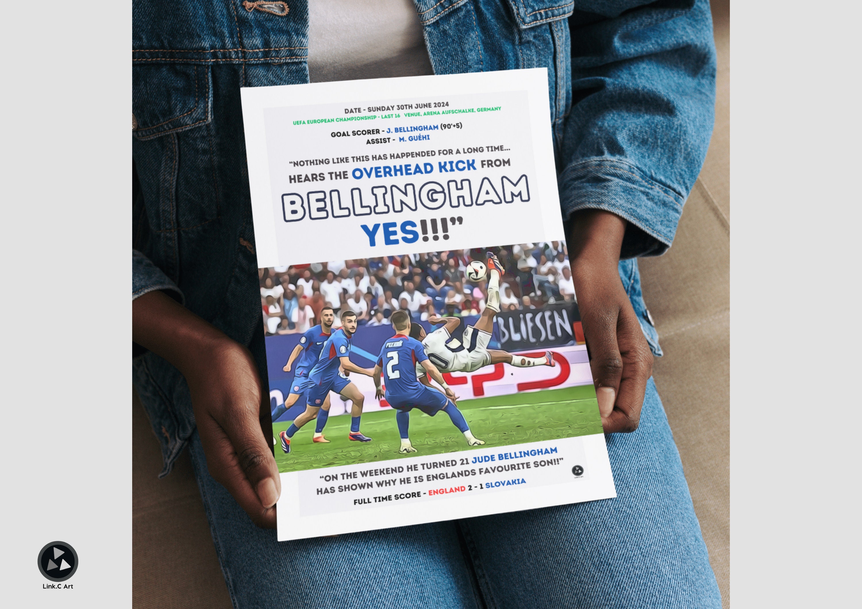 England BELLINGHAM.... YES Jude Bellingham Overhead Kick Goal Print ...