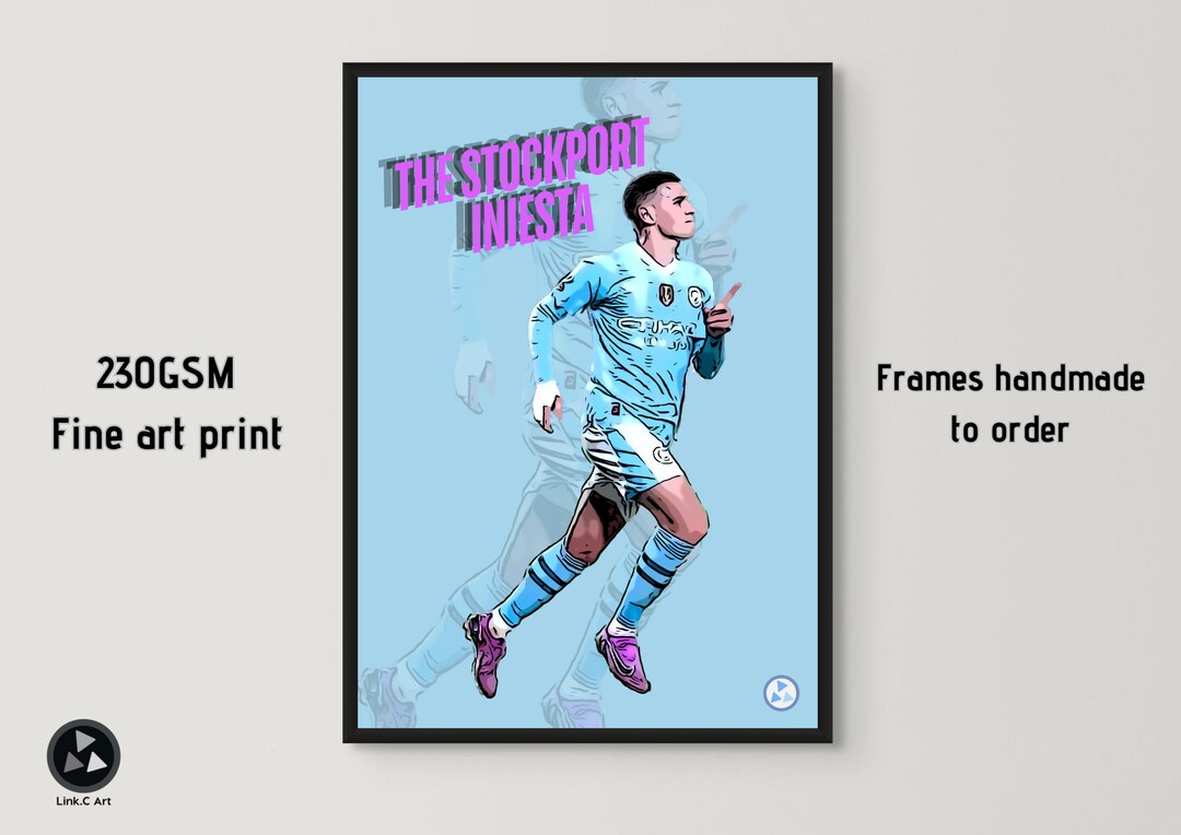Phil Foden Poster the Stockport Iniesta No Border Football Art Sports ...