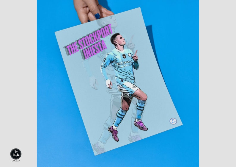 Phil Foden Poster the Stockport Iniesta No Border Football Art Sports ...