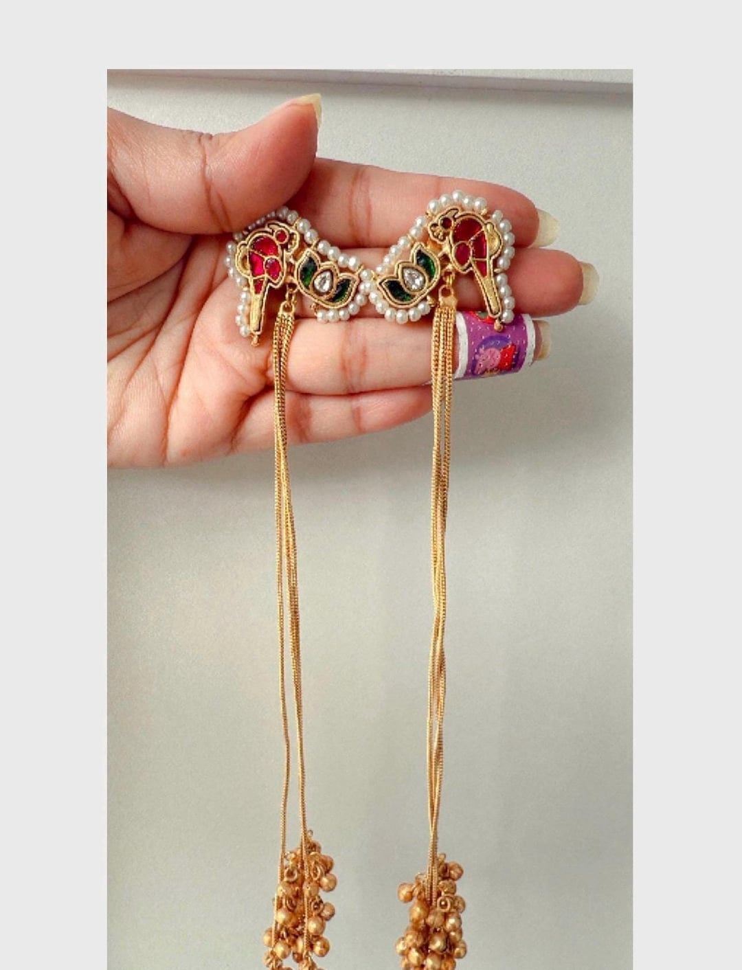 Kashmiri Long Indian Earrings, Indian Bridal Wedding, Traditional ...