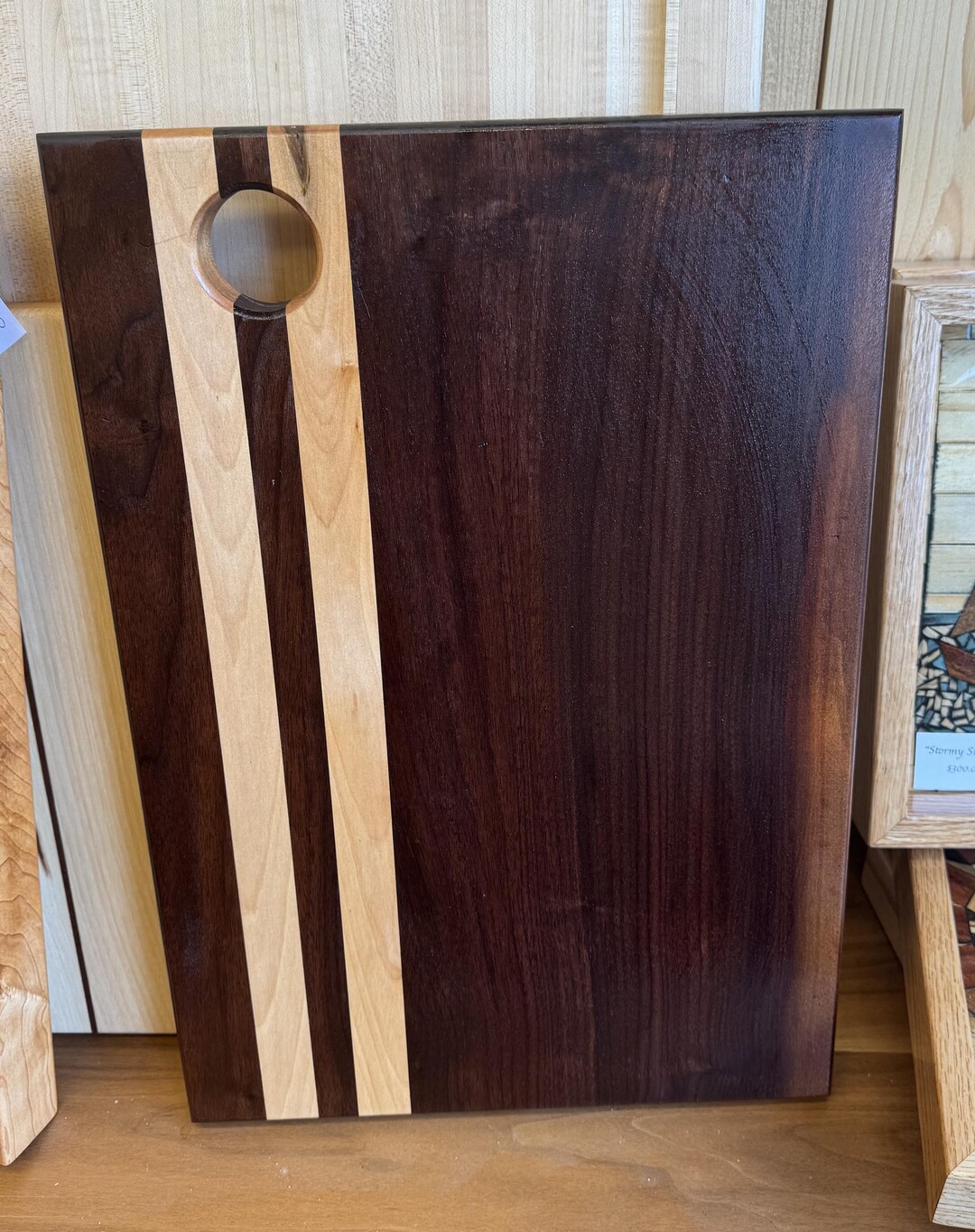 Large Walnut & Hickory With Hole Cutting Board - Etsy