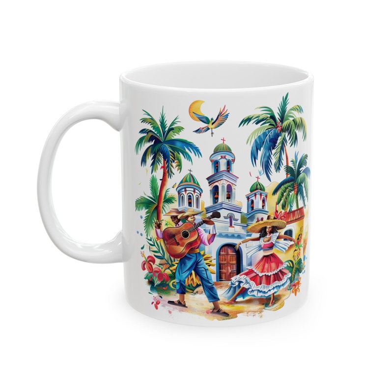 Dominican Republic Cultural Themes - Vibrant Art, 11oz Ceramic Coffee ...