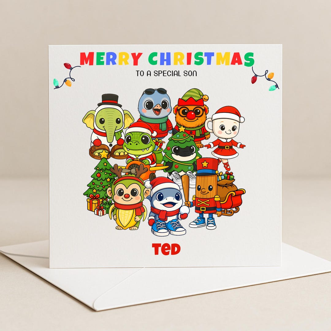 Personalised Brainrot Christmas Card for Son – Cute Kids Cartoon Xmas ...