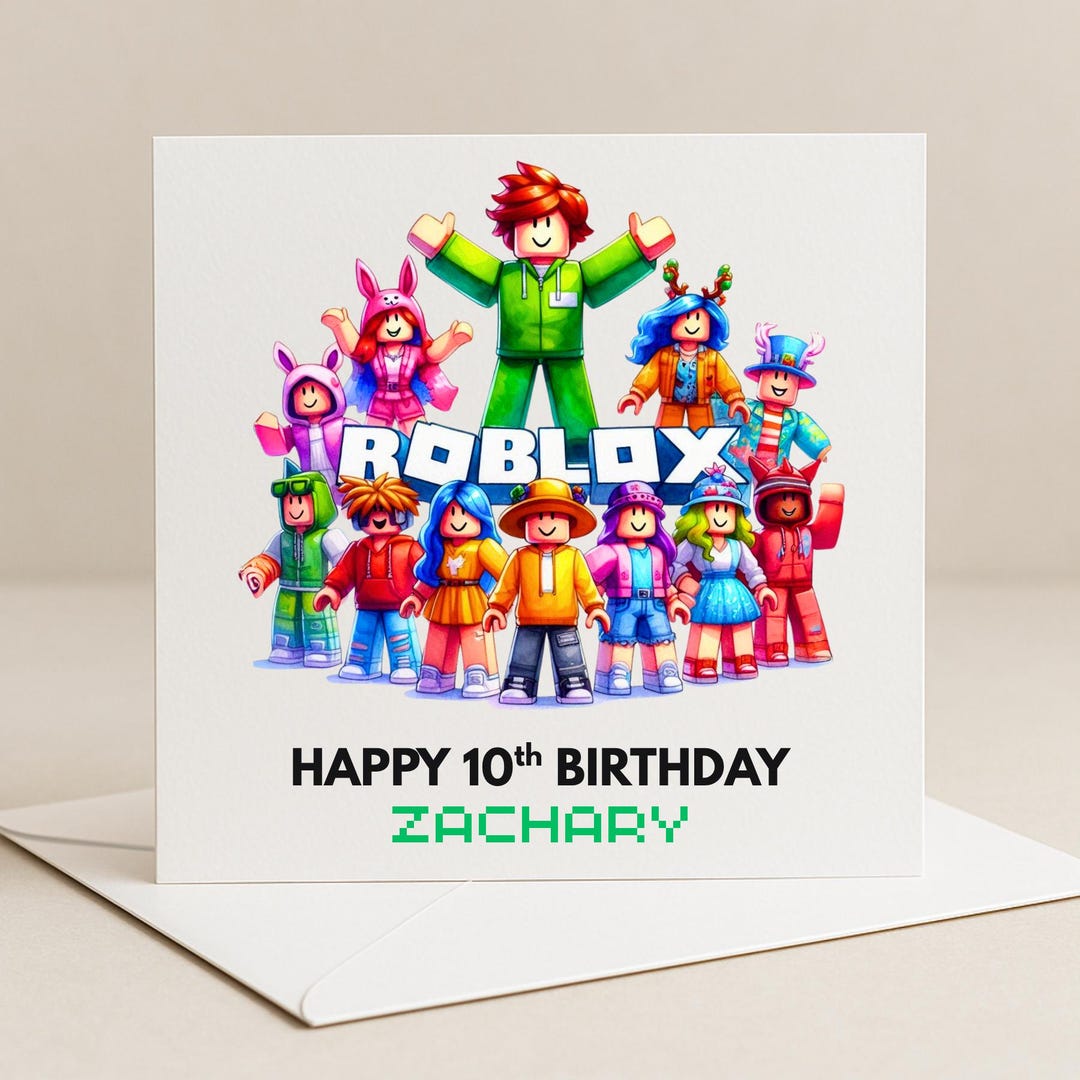 Personalized Roblox Birthday Card – Gamer Kids Block Style - Etsy UK