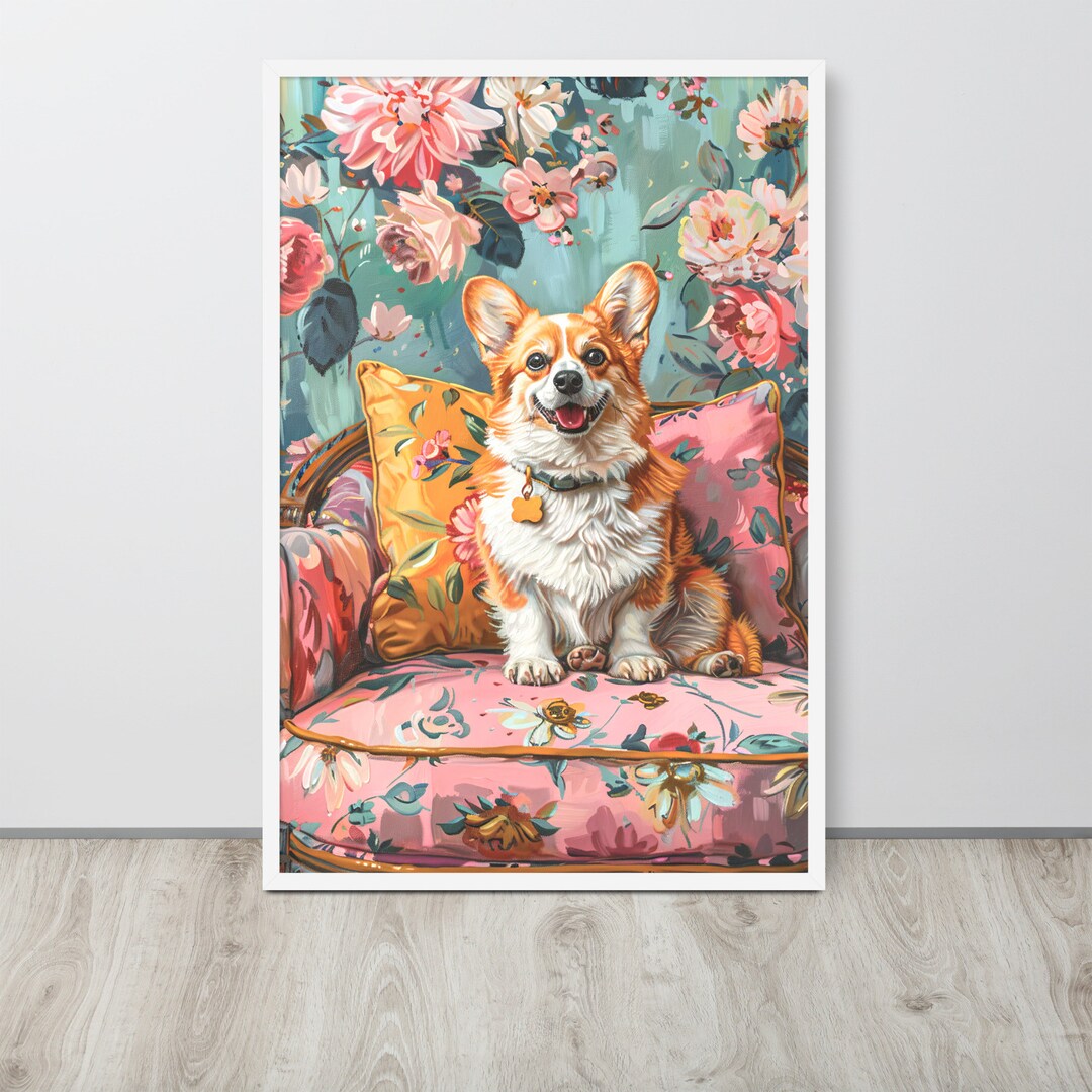 Framed Corgi Art Print - Stylish Dog Art - Etsy