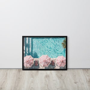 Framed Poolside Art Print - Tropical Decor - Palm Beach Style - Etsy