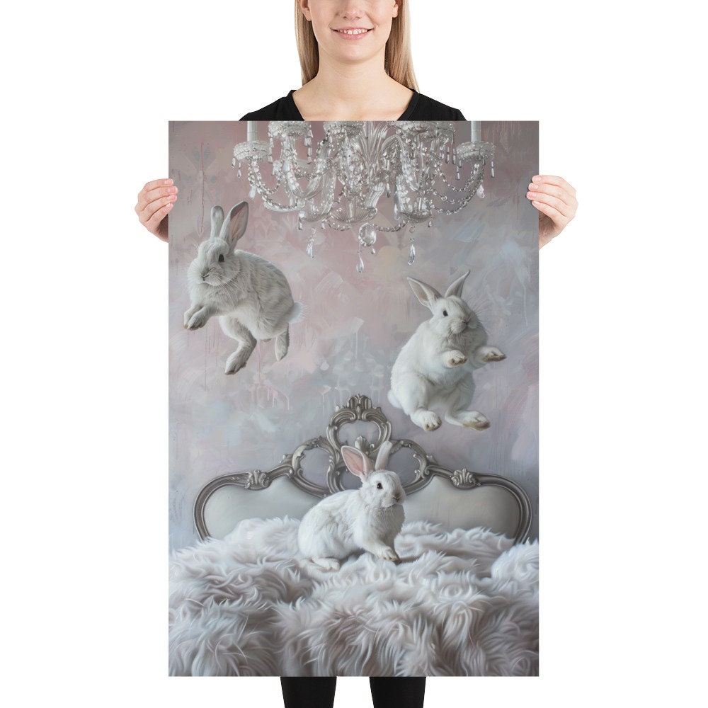 Bunnies Fine Art Print Whimsical Rabbits Enchanted Animal Wall Art ...