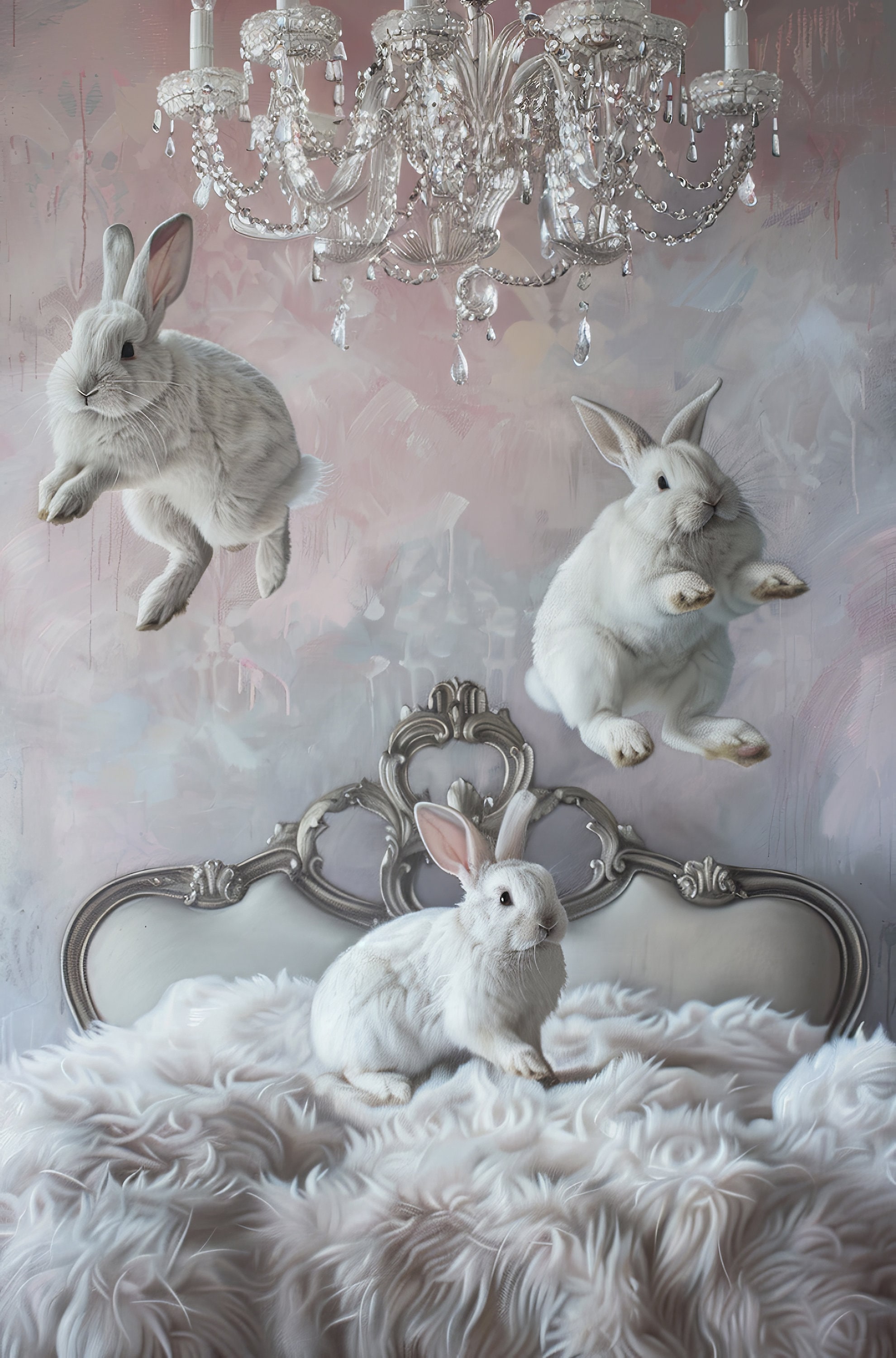 Bunnies Fine Art Print - Whimsical Rabbits - Enchanted Animal Wall Art ...