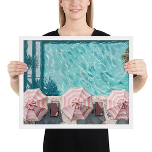 Framed Poolside Art Print - Tropical Decor - Palm Beach Style - Etsy
