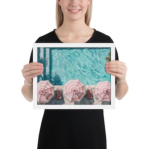 Framed Poolside Art Print - Tropical Decor - Palm Beach Style - Etsy