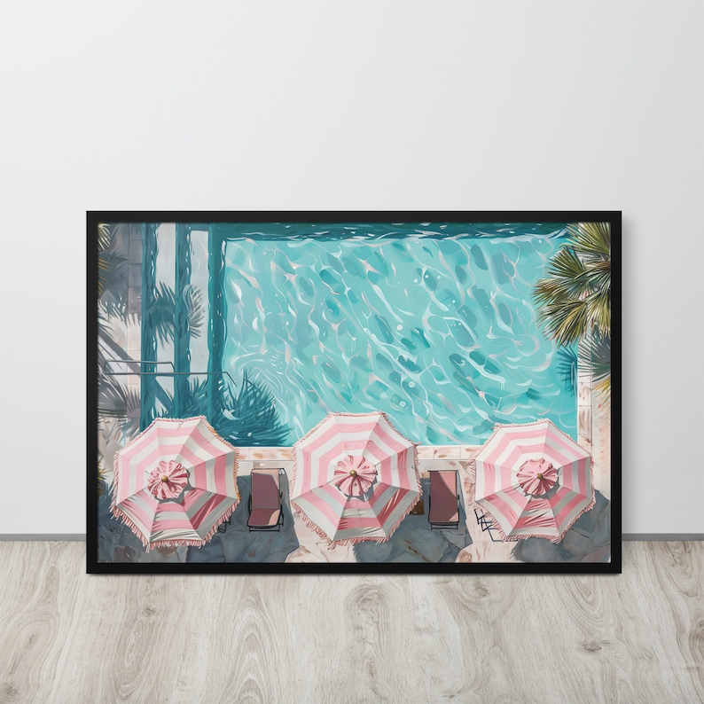 Framed Poolside Art Print - Tropical Decor - Palm Beach Style - Etsy
