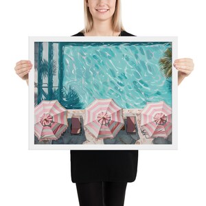 Framed Poolside Art Print - Tropical Decor - Palm Beach Style - Etsy