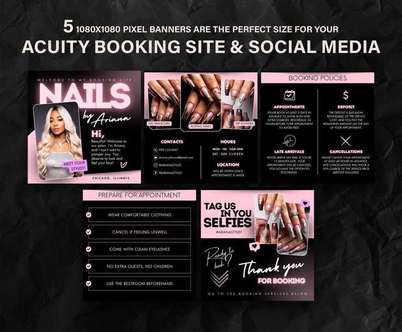 Nail Tech Acuity Scheduling Template Branding | Salon Booking Website ...