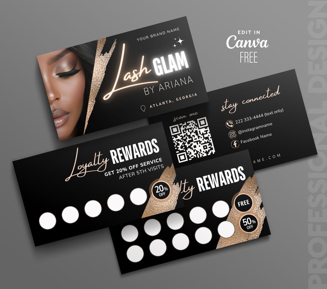 Beauty Loyalty Card Template, Salon Rewards (DIY Canva Editable Design ...