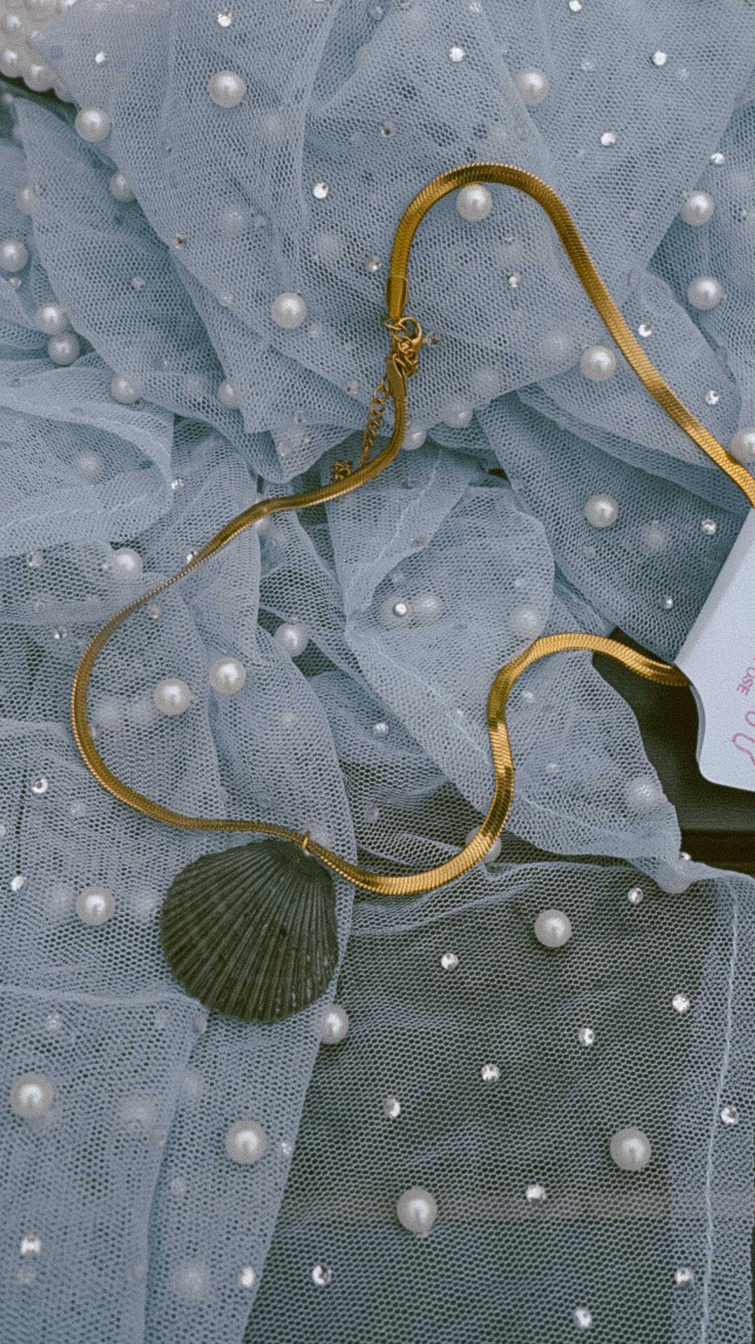 The Gold Flattened Snake Chain Shell Necklace - Etsy