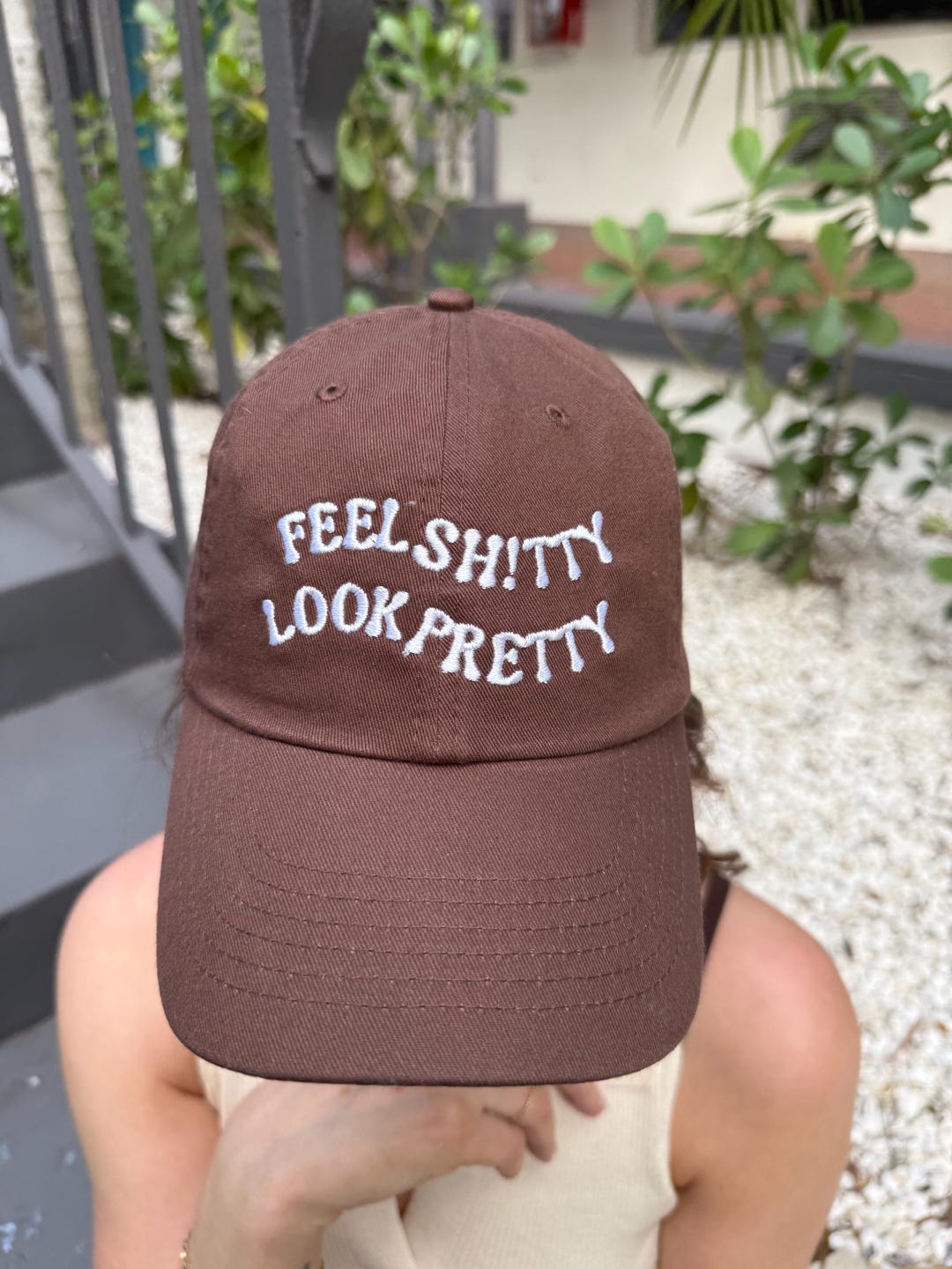 The Brown Embroidered FSLP Hat - Etsy