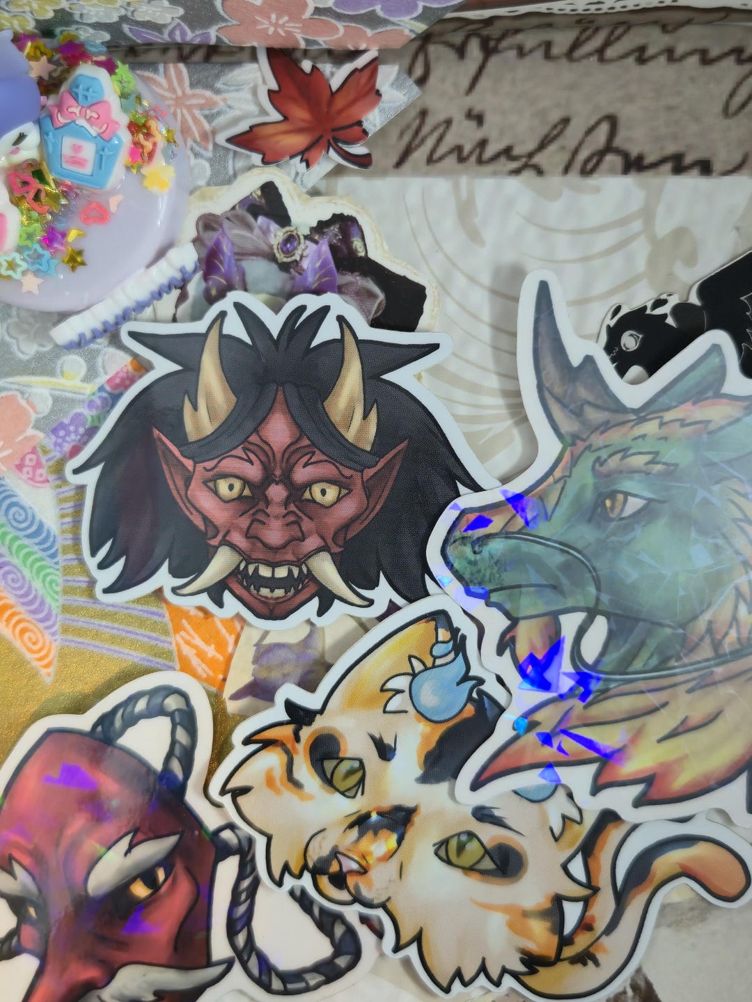 Japanese Folklore Metallic and Holographic Yokai Kirin Oni Tengu ...
