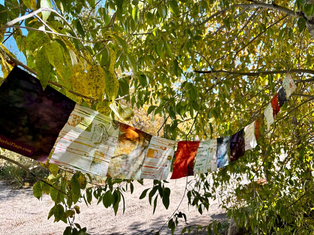 Prayer Flags:paintbrush and Tie Dye Outdoor, 6ft Long 4”x5” Fabric ...