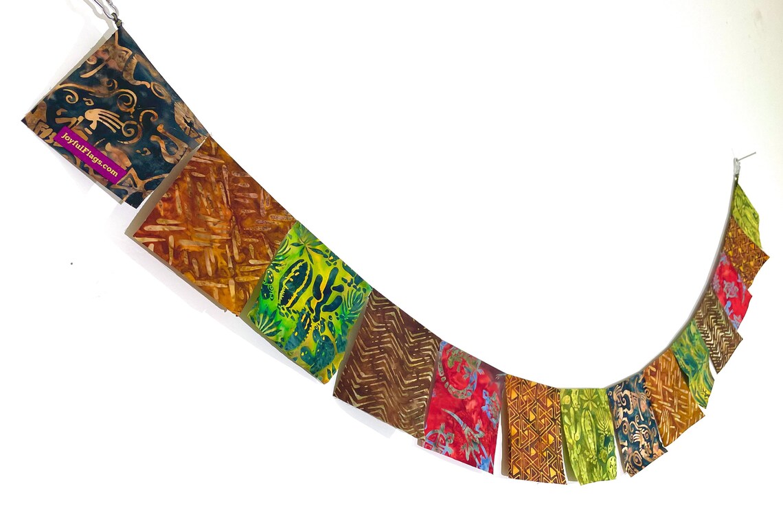 Southwestern Cactus Prayer Flags: Boho Patio Decor (6ft), Lizard and ...