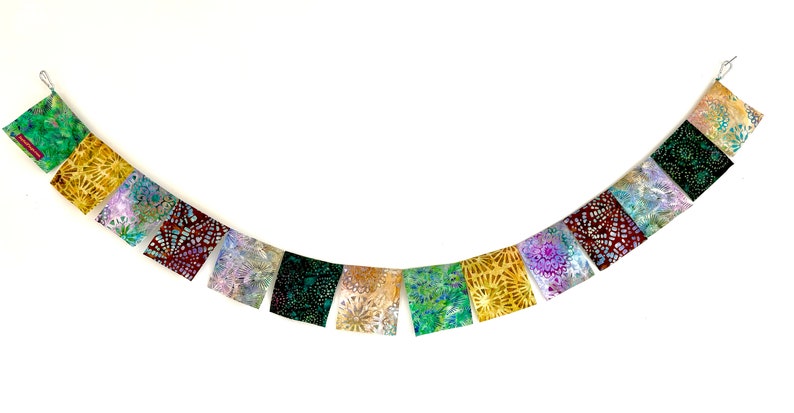 Boho Prayer Flags: Batik Cotton Mandala Bunting, 6ft Long, Tibetan ...