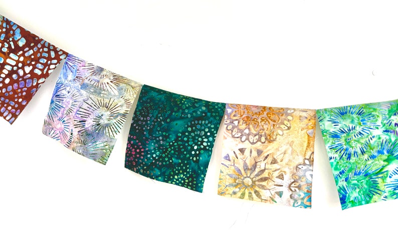 Boho Prayer Flags: Batik Cotton Mandala Bunting, 6ft Long, Tibetan ...