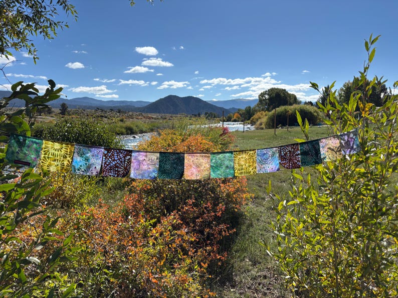 Boho Prayer Flags: Batik Cotton Mandala Bunting, 6ft Long, Tibetan ...