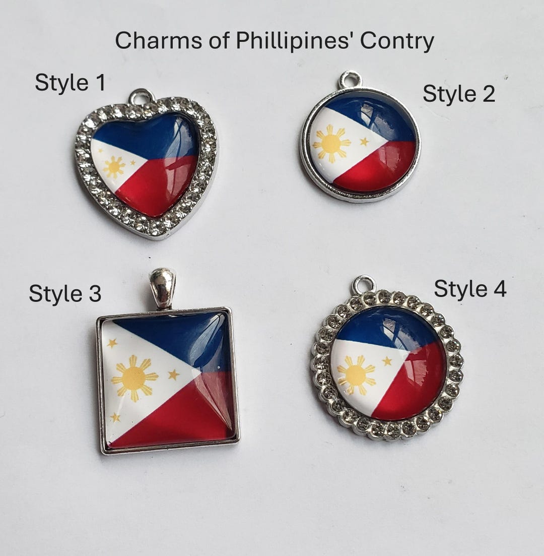Sale 2-4 of Philippine - Southeast Asia Flag Charm, Made With CZ Stone ...
