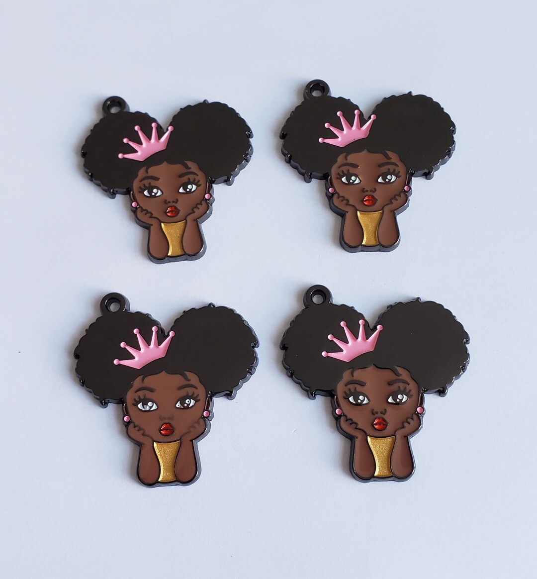 Enamel Afro Baby Princess Crown Pendants: Exclusive Design Charms - Etsy
