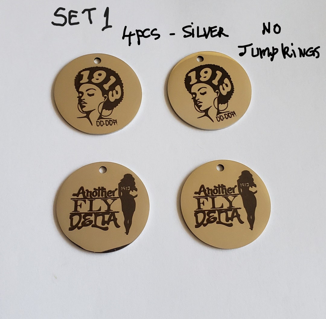 DST Delta Sigma Theta Stainless Steel Charms: Laser Engraved Lady 1913 ...