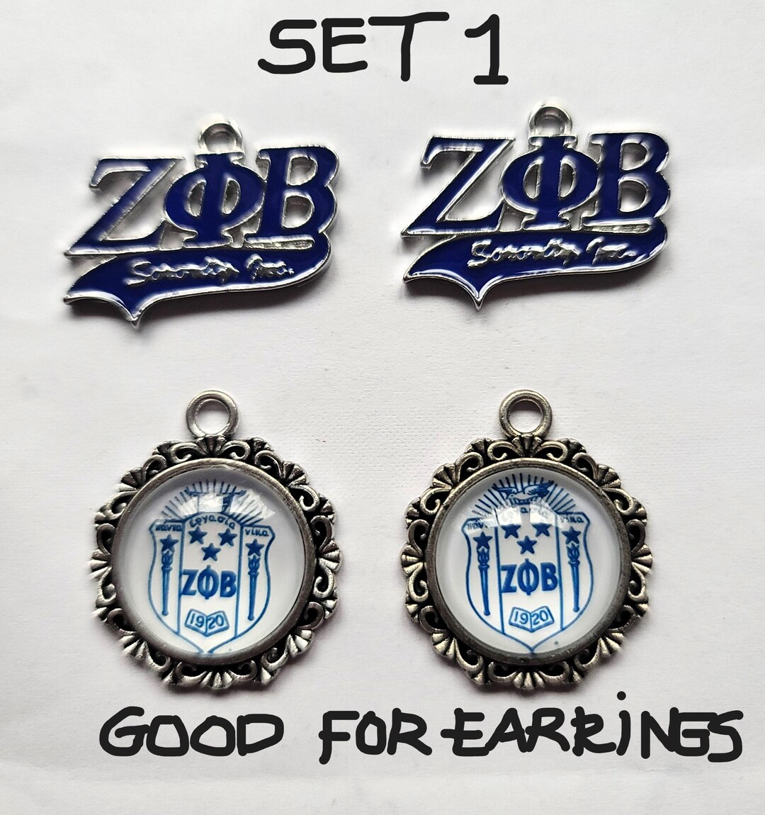 Zeta Phi Beta Sorority Charms: Enamel & Stone Inlay, 4pcs - Etsy