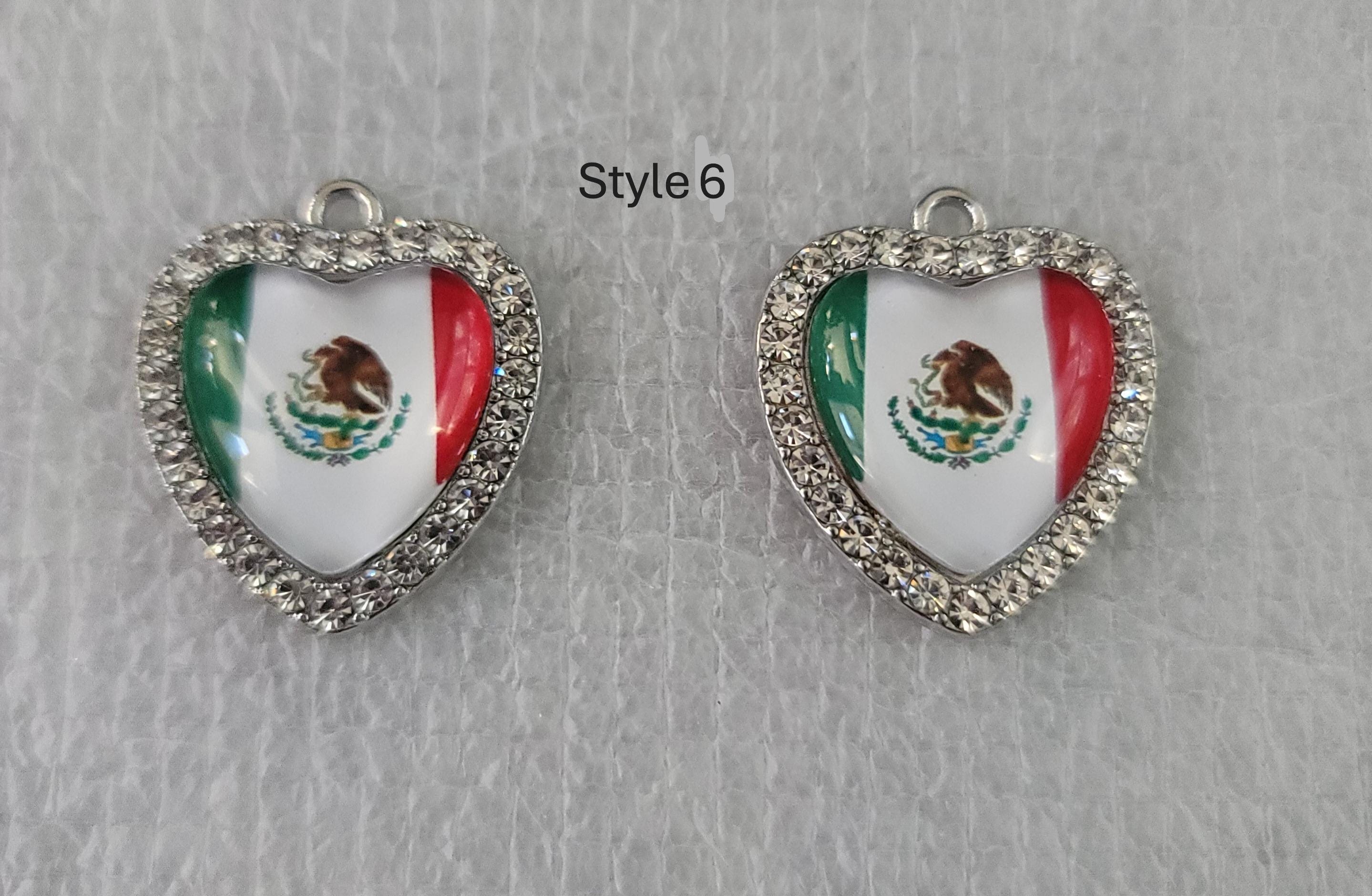 Mexican's Flag Charms Made With CZ Stone Inlay, Glass for Jewelry ...