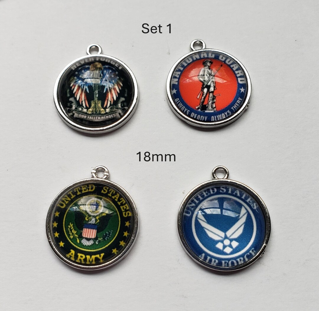 Military Service Charms and Blocks of Army, Navy, Air Force, Veteran ...